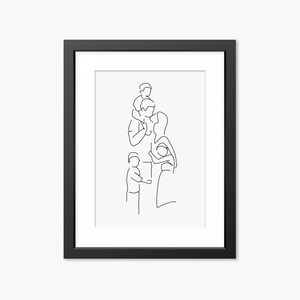 Family Line Art, Family Portrait, Family Gift, Line Art, Line Drawing ...