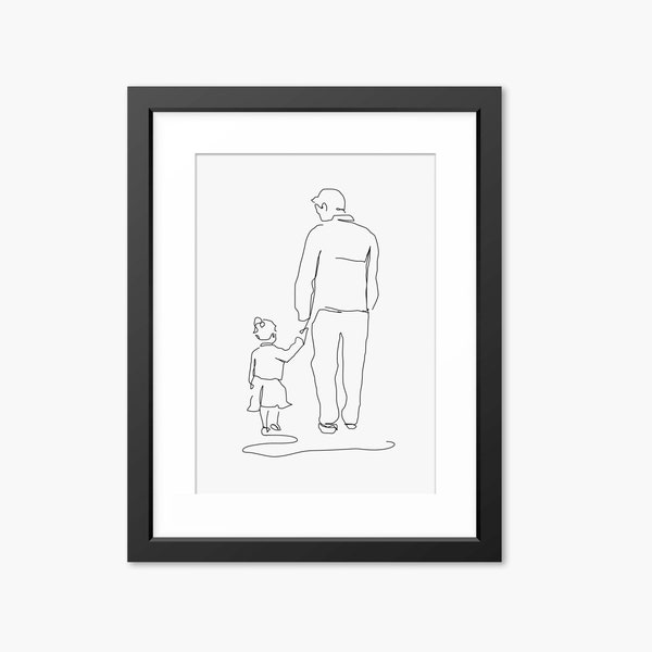 Dad and Sons Line Drawing - Etsy