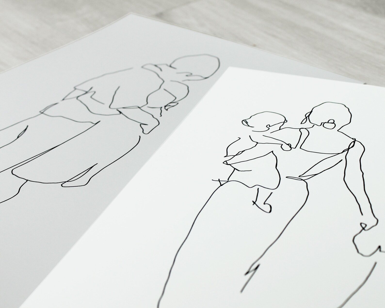 Mother and Children Line Art, Family Illustration, Gift for Mom, Mum ...