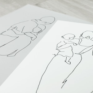 Mother and Children Line Art, Family Illustration, Gift for Mom, Mum ...