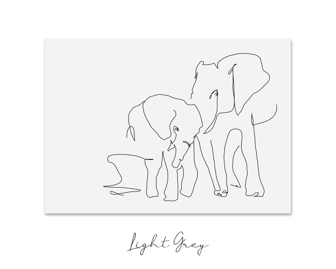 Elephant Print Elephant Line Art Line Drawing Elephant Art - Etsy