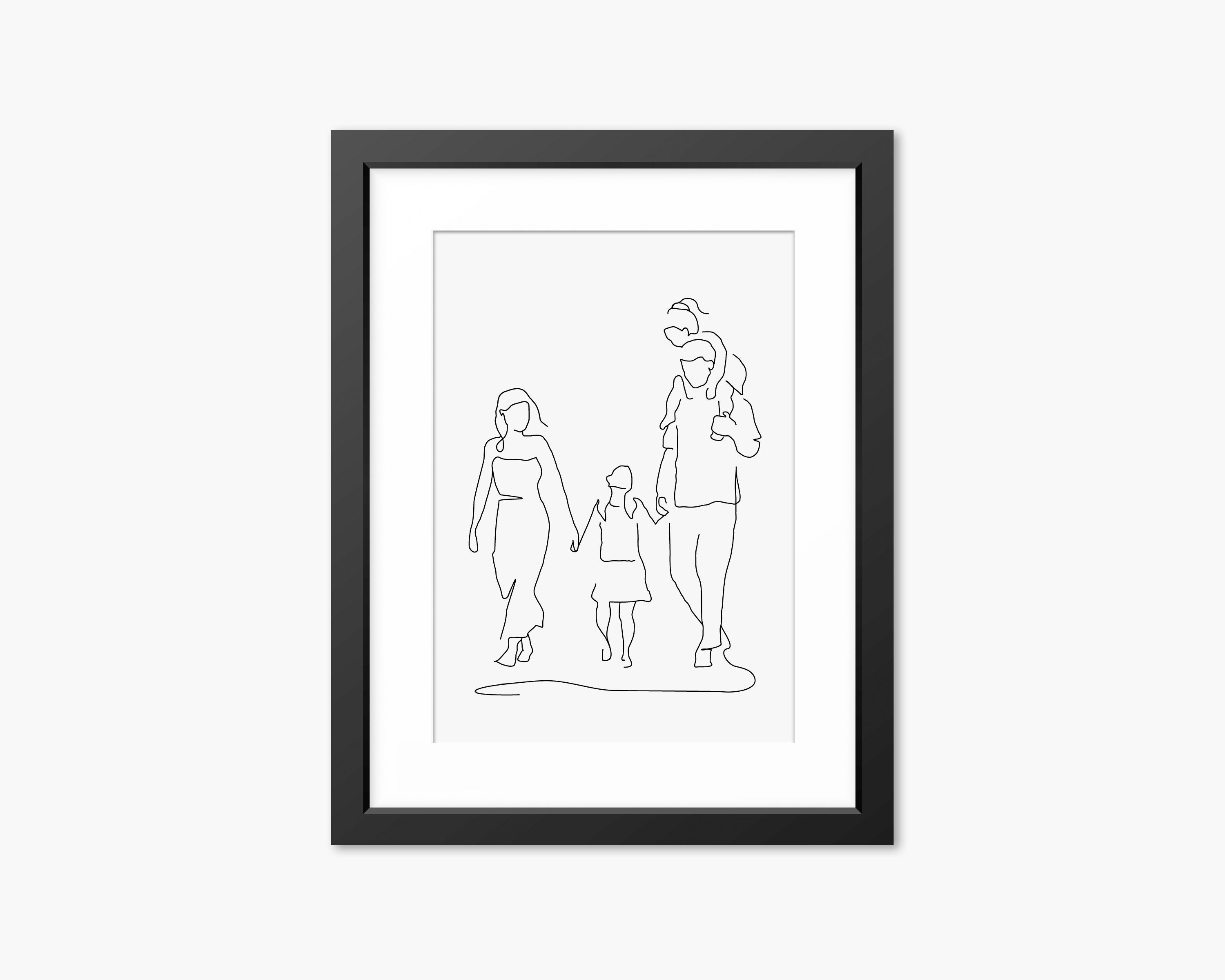 Line Drawing Line Art Print Family Print Family Portrait - Etsy