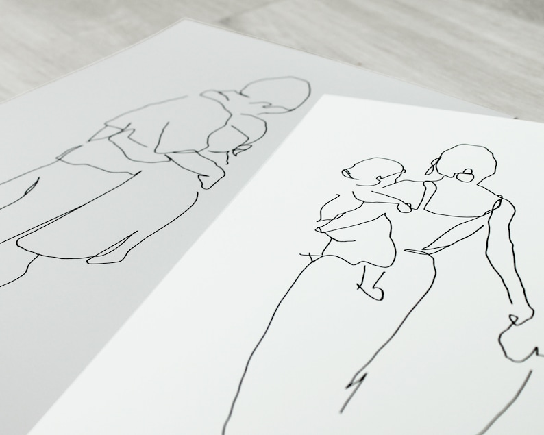 Brother and Sister Print, Line Art, Line Drawing, Family Print, Family ...