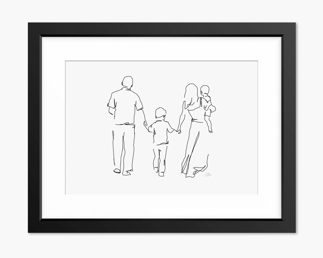 Family Print, Family Line Drawing, Family Illustration, Line Art ...