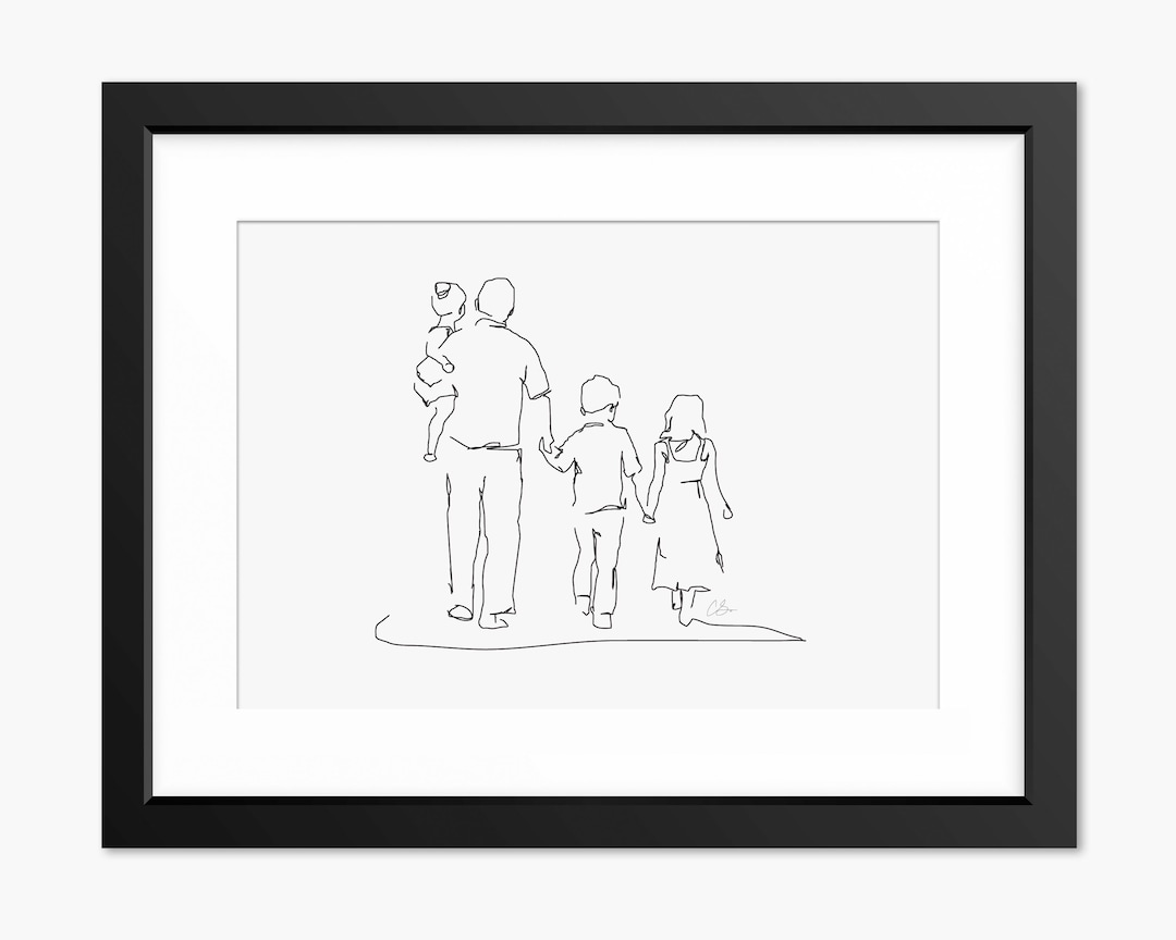 Father and Children Art, Family Portrait, Fathers Day Print, Father ...