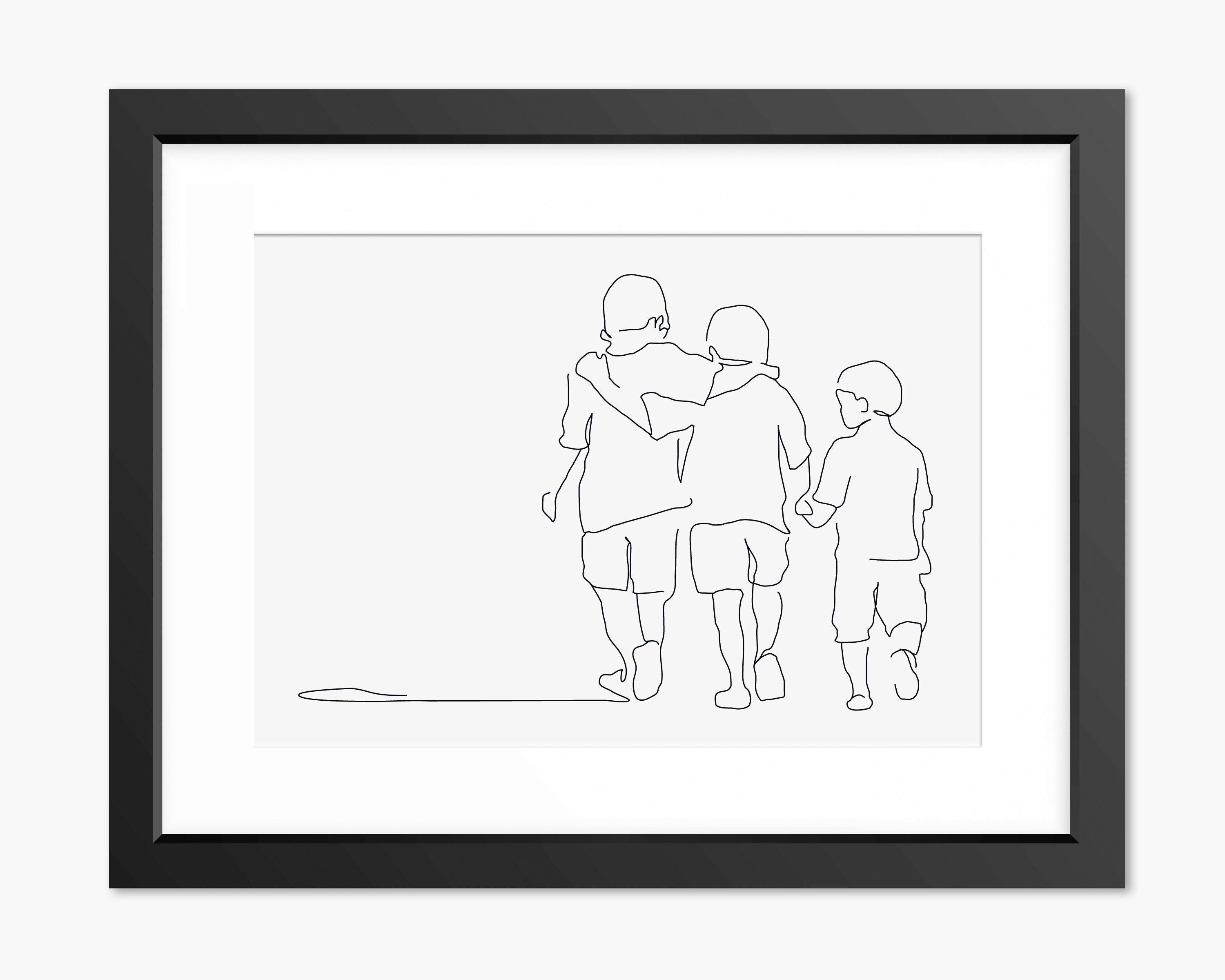 Family Line Art Line Art Line Drawing Family Print Family - Etsy