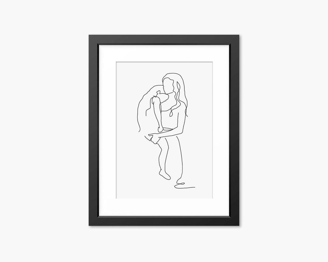 Mother and Daughter Art, Line Drawing, Line Art, Mother and Daughter ...