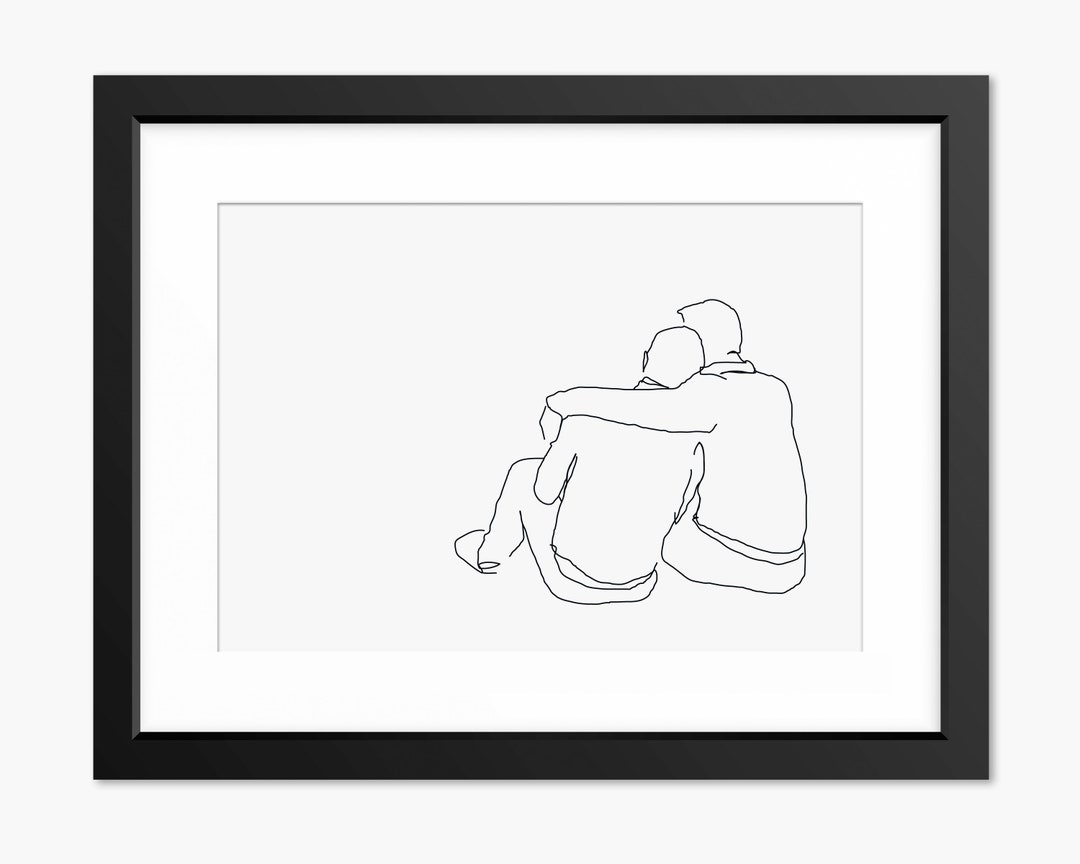 Gay Line Art, Gay Couple Print, Couple Portrait, Gay Art, Valentines ...