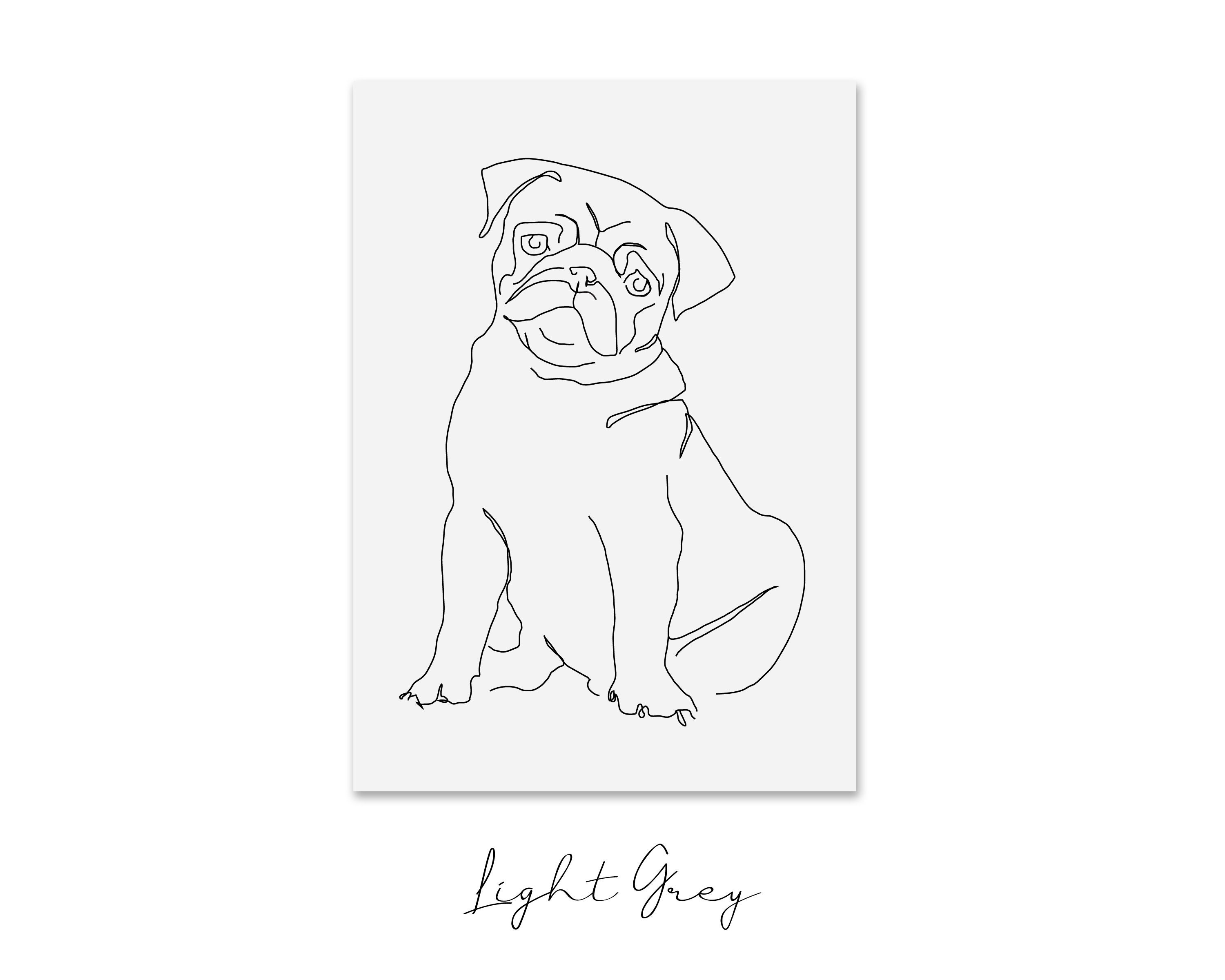 Pug Print Pug Gift Pug Art Pug Lover Line Art Line | Etsy