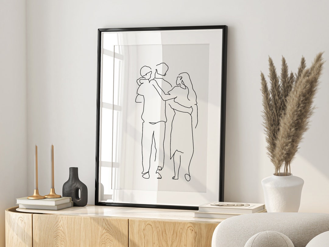 Family Portrait, Family Drawing, Family Illustration, Family Print Gift ...