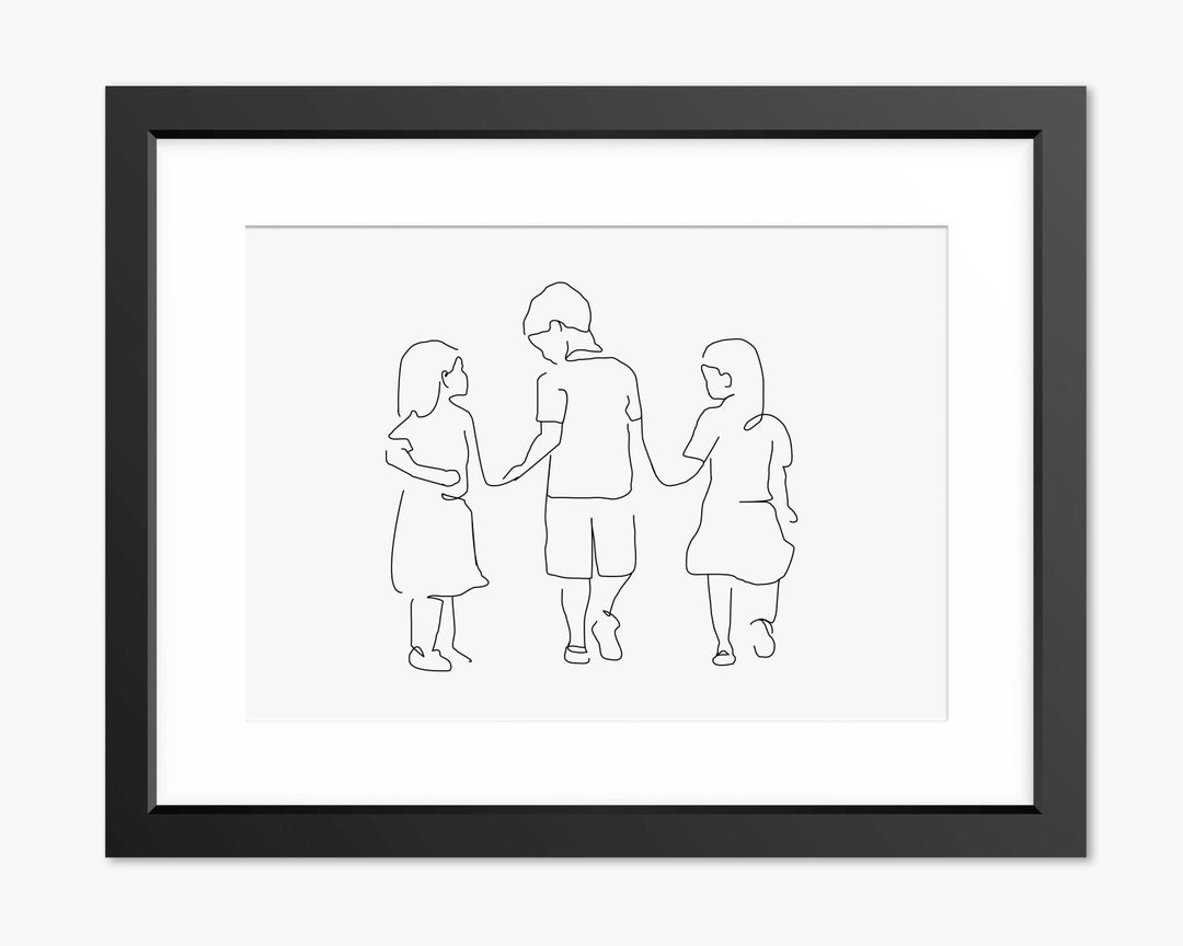 Brother and Sister Print, Line Art, Line Drawing, Family Print, Family ...