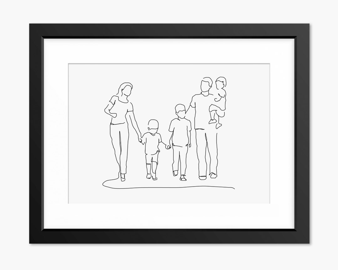 Family Art Print Line Art Line Drawing Gift for Mom Mum - Etsy