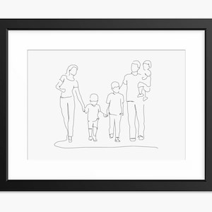 Family Art Print, Line Art, Line Drawing, Gift for Mom, Mum, Family ...