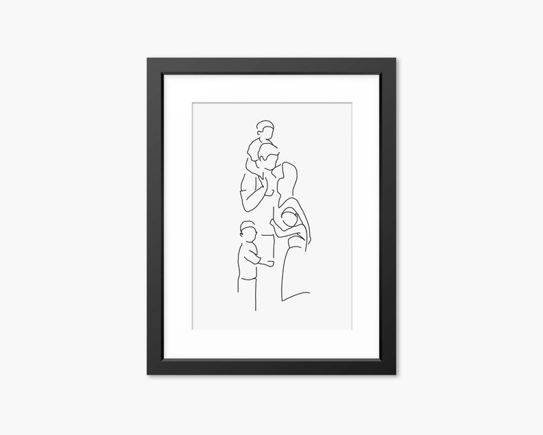 Family Line Art Family Portrait Family Gift Line Art Line - Etsy