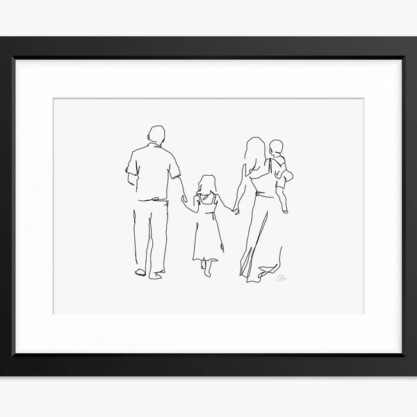 Family 4 Line Drawing - Etsy