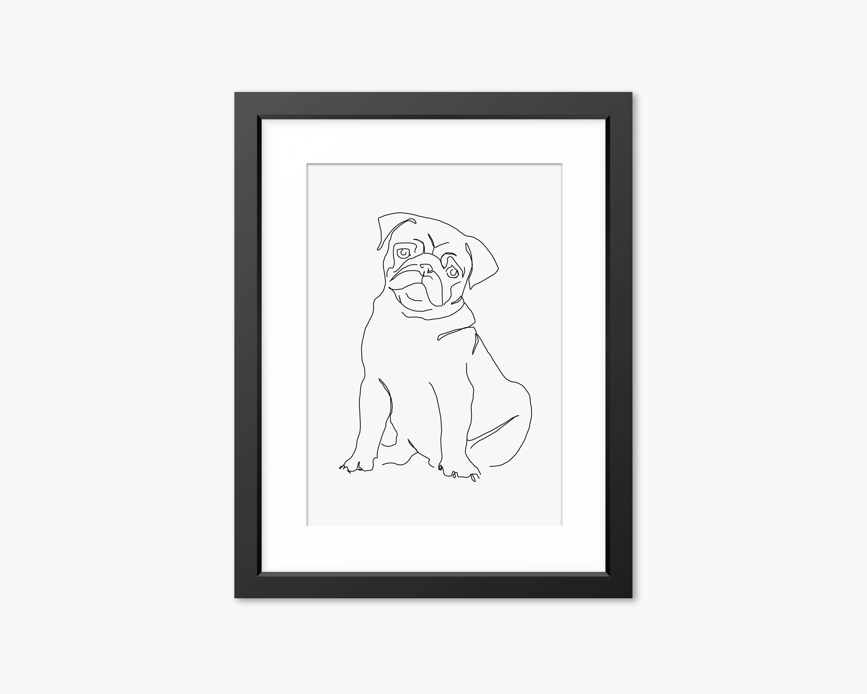 Pug Print Pug Gift Pug Art Pug Lover Line Art Line | Etsy