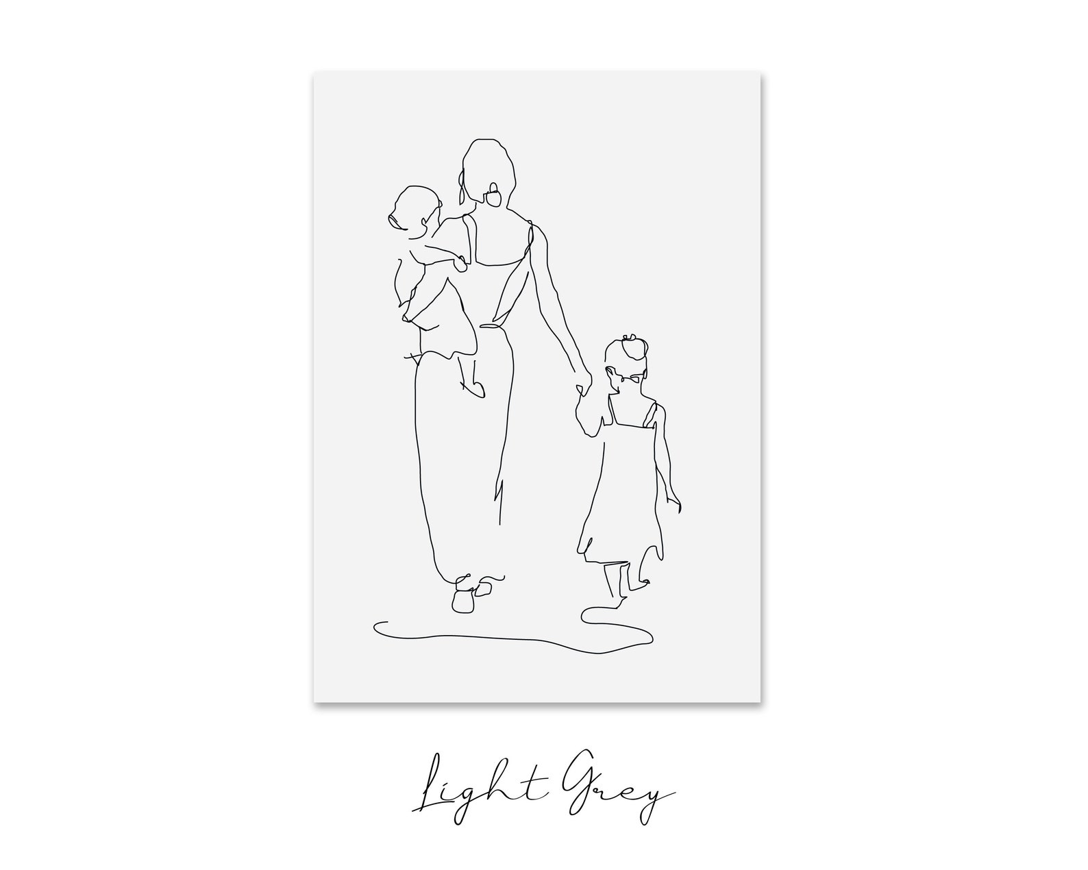 Mother and Daughters Art Line Art Family Print Line - Etsy