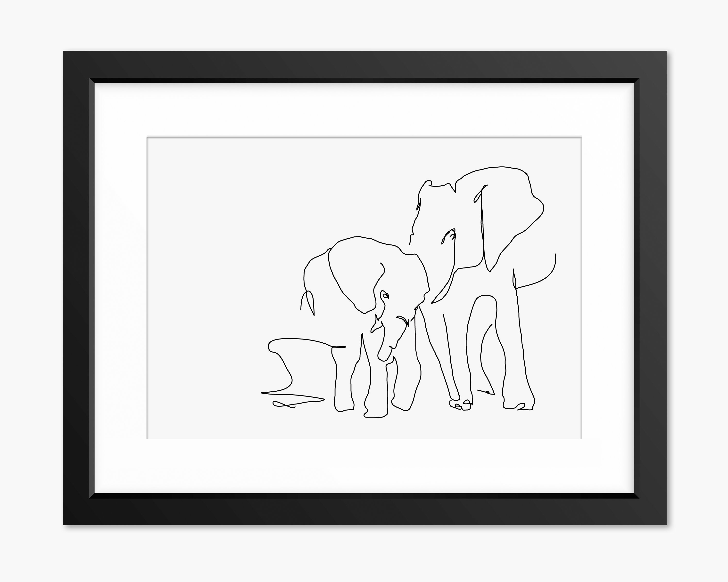 Elephant Print Elephant Line Art Line Drawing Elephant Art | Etsy UK