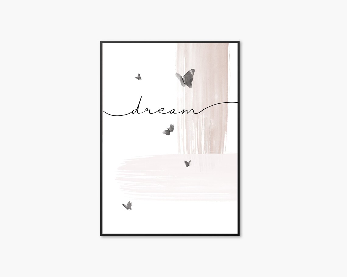 Dream Print Bedroom Print Wall Art Quote Prints Black | Etsy