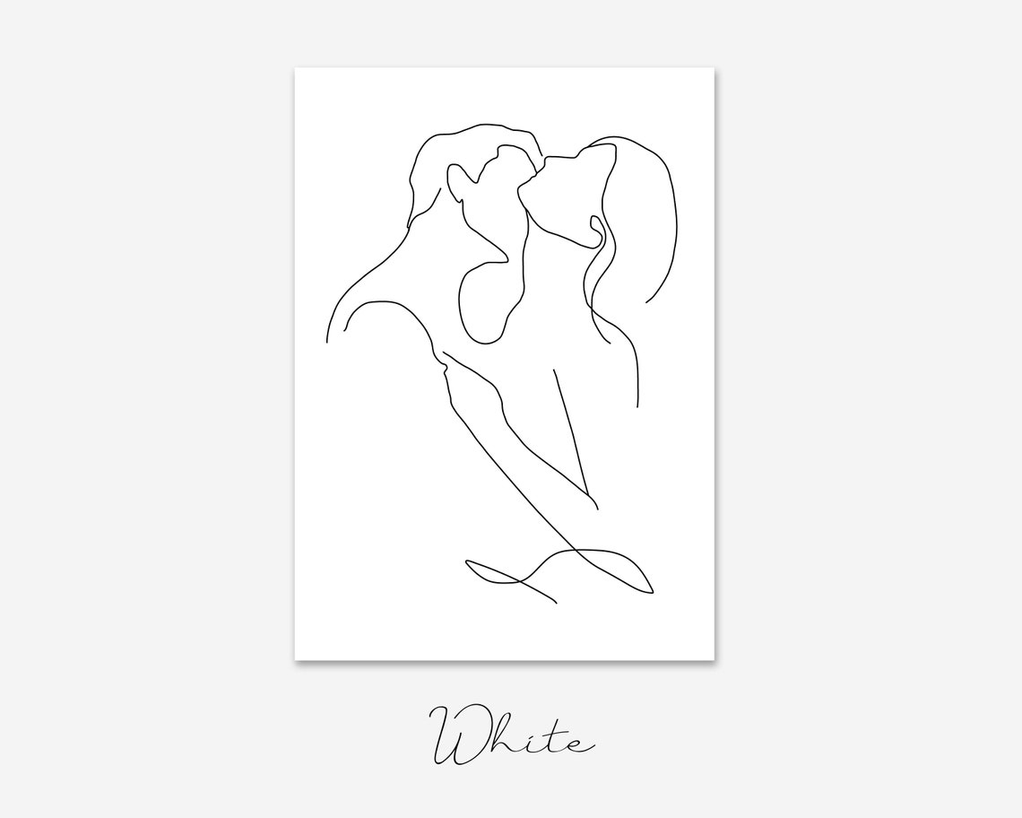 Intimate Art Couple Kiss Line Art Romantic Wall Art Romance | Etsy UK
