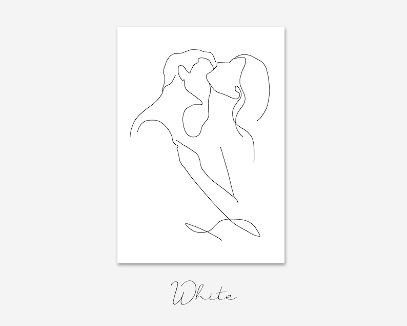 Romance Art Line Drawing Couple Romantic Wall Art Minimalist Couple