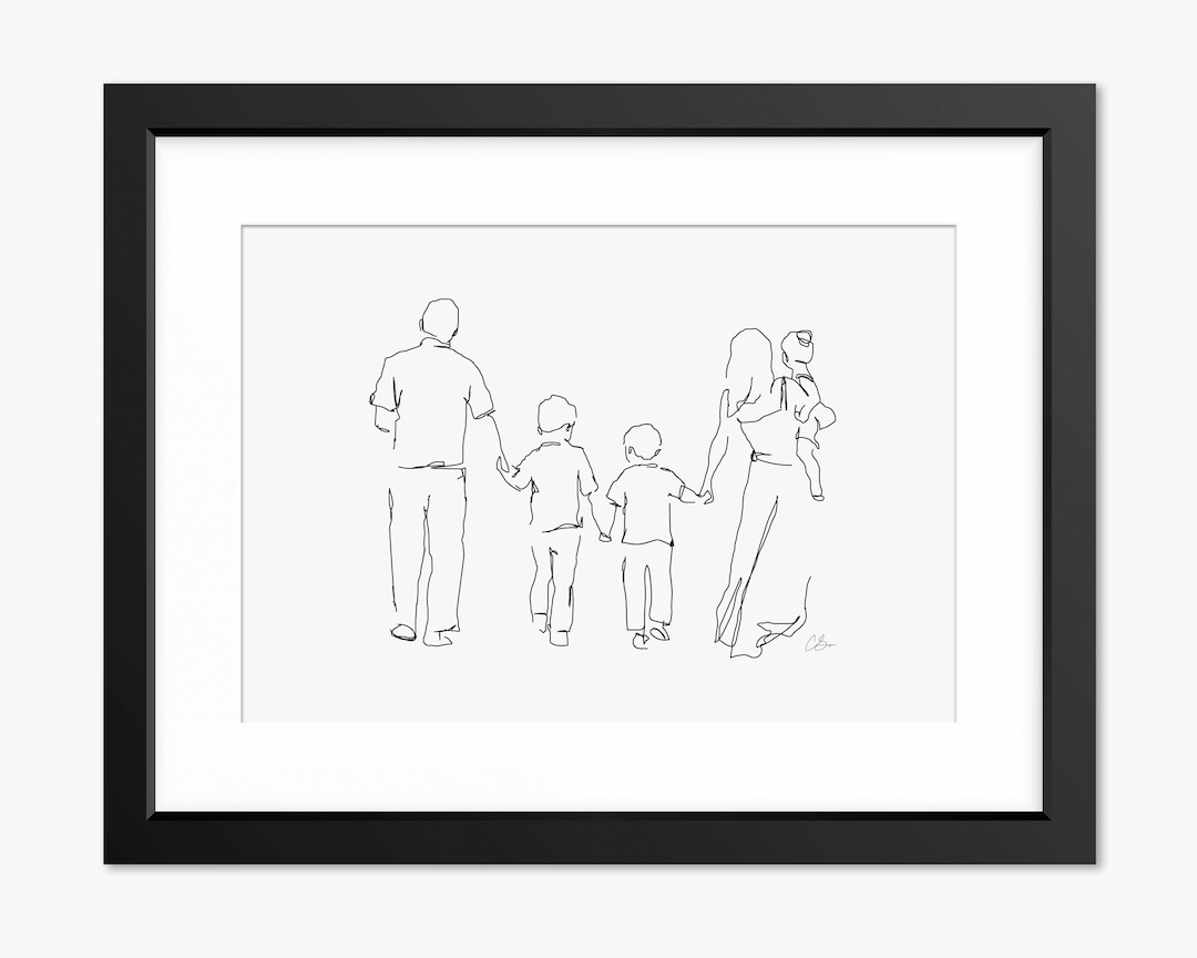 Family Print, Family Line Art, Family Portrait, Family Drawing, Mothers ...