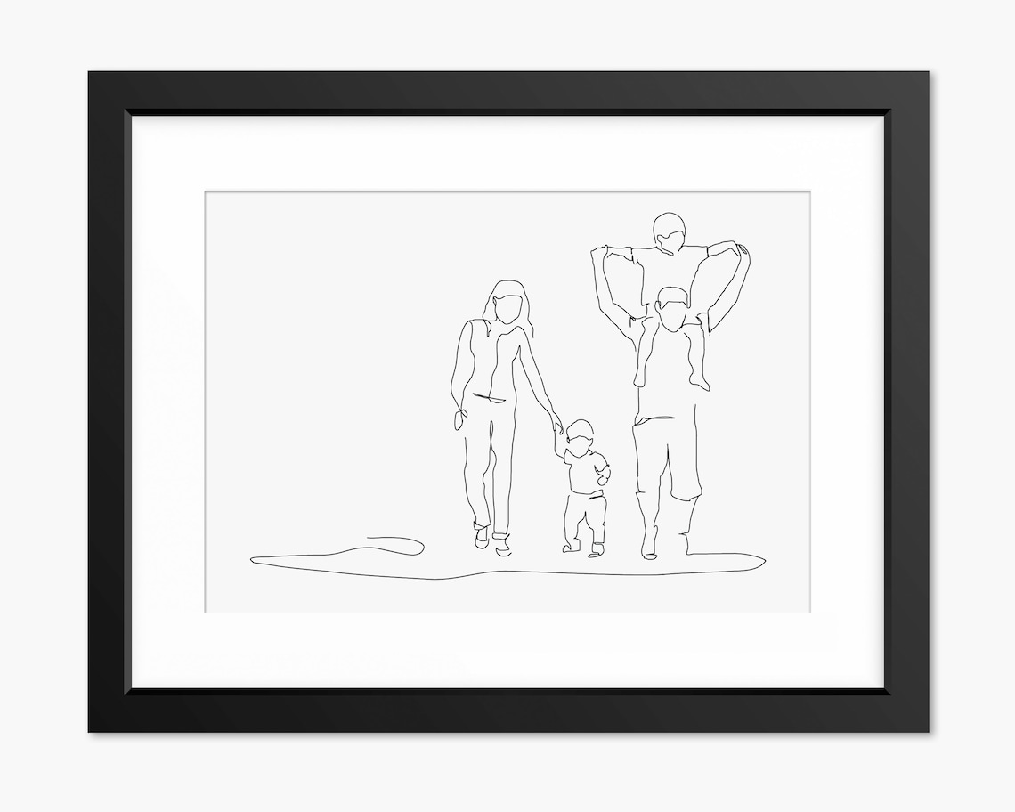 Family Print Family Line Art Line Drawing Family Portrait - Etsy