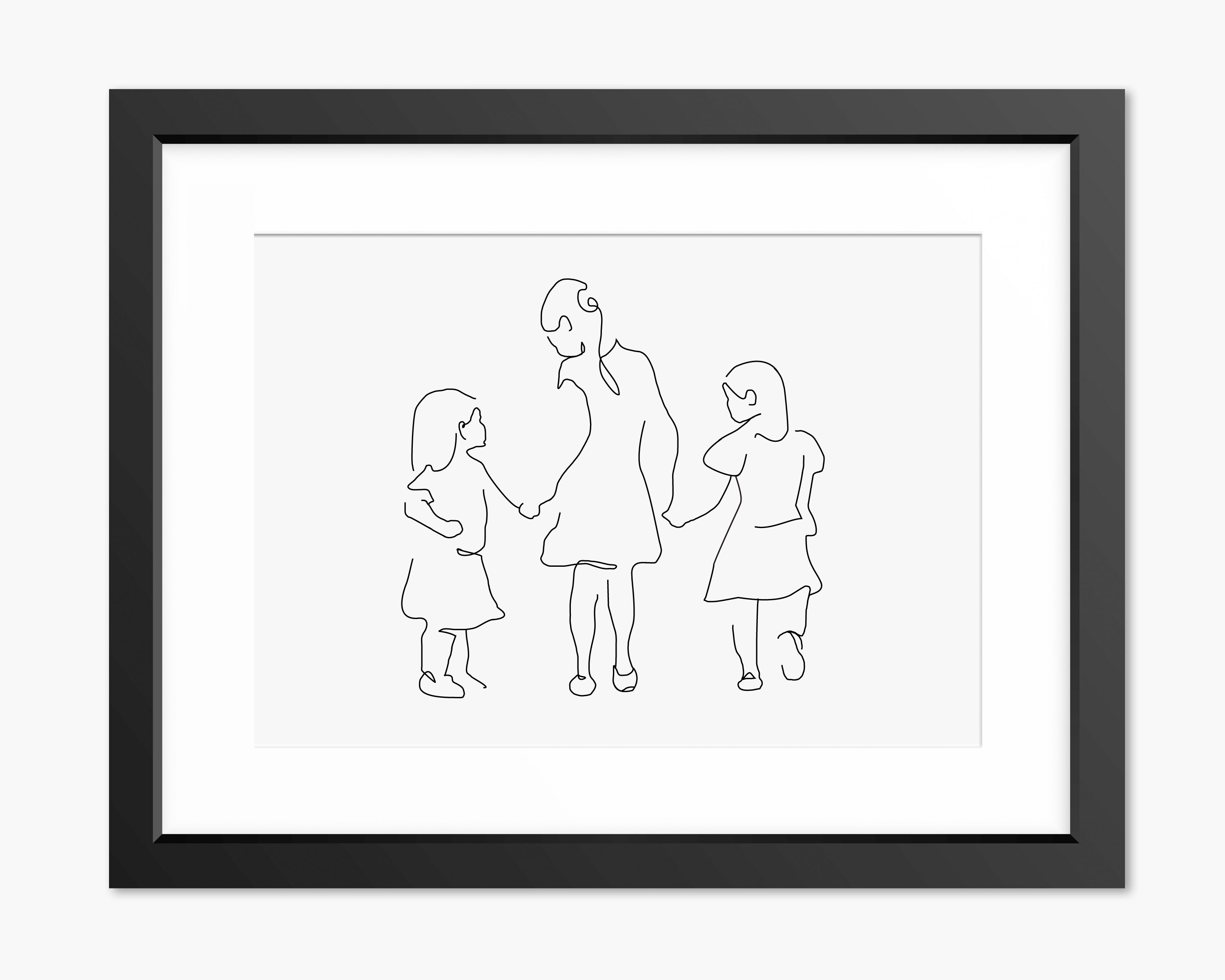 Family Line Art Family Drawing Family Illustration Sister | Etsy UK