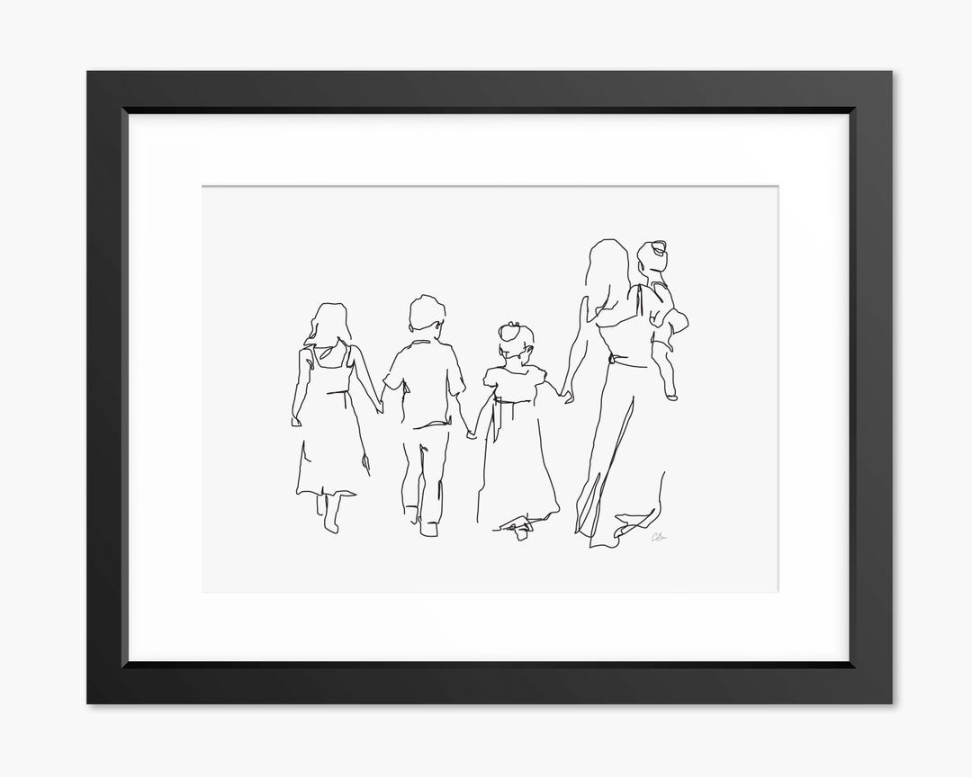 Mother and Children Drawing, Mum Portrait, Mother and Children ...