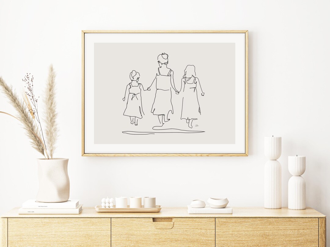 Sisters Print, Gift for Sister, Sister Portrait, Daughters Illustration ...