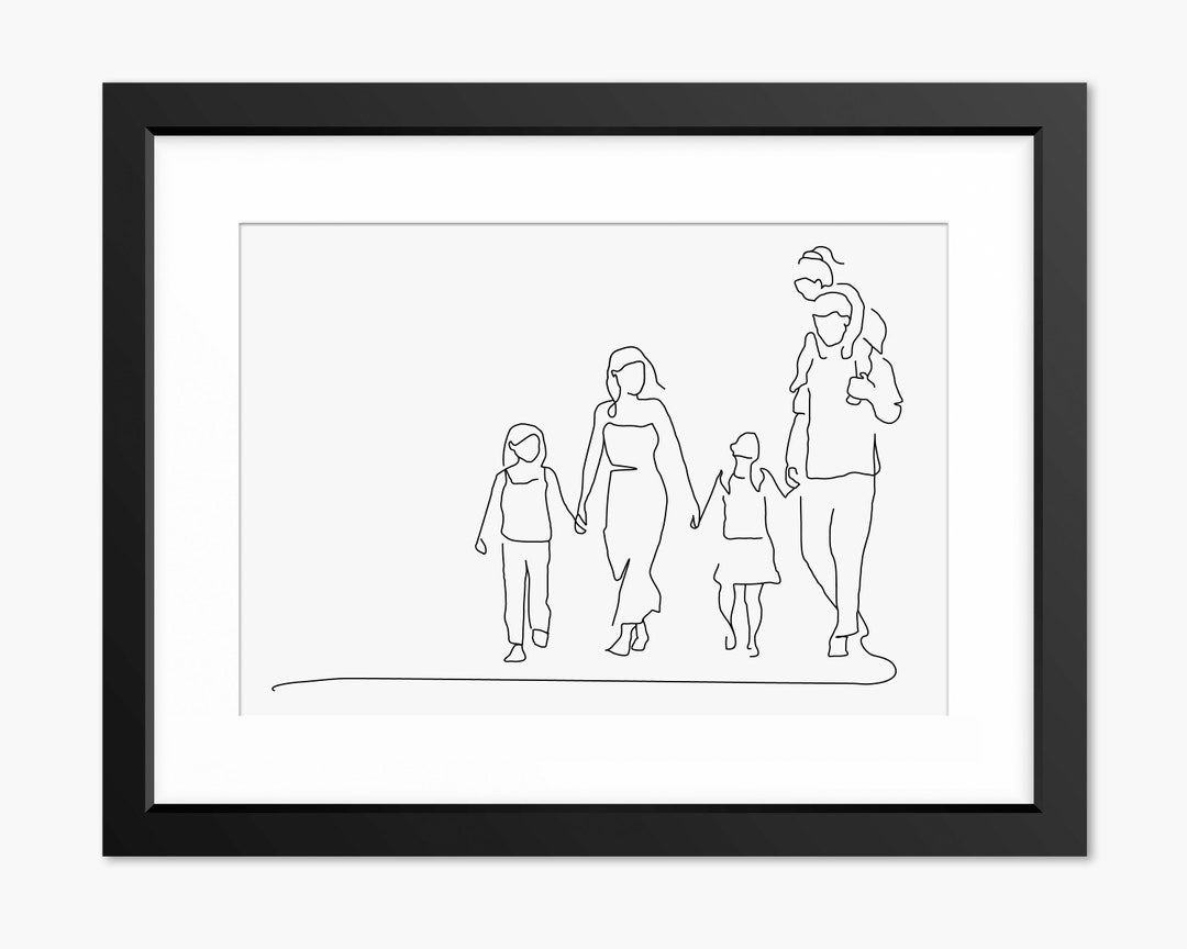 Line Art, Line Drawing Print, Family Portrait, Family Print, Gift for ...