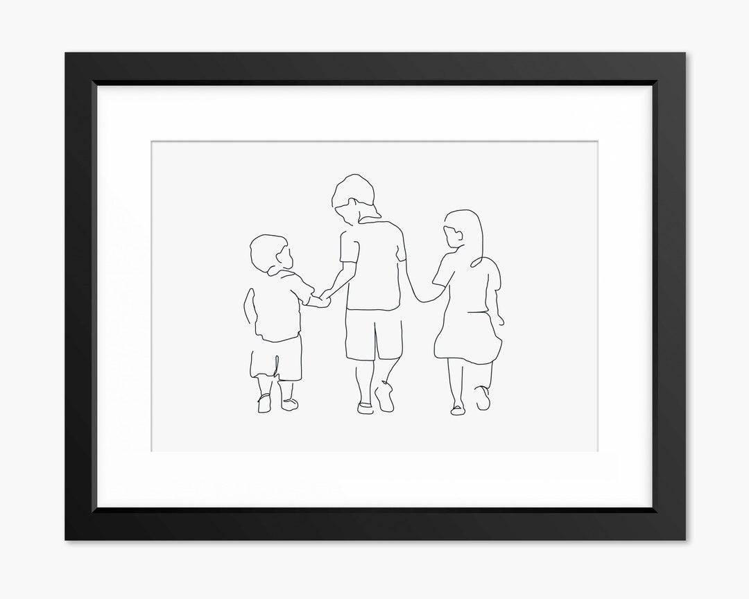Brother and Sister Print, Line Art, Line Drawing, Family Print, Family ...