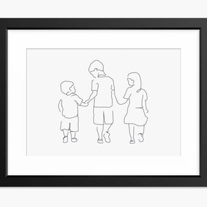Brother and Sister Print, Line Art, Line Drawing, Family Print, Family ...