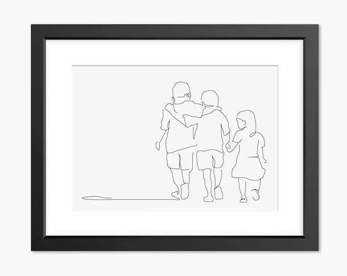 Line Drawing Couple Line Art Lovers Romantic Couples Print - Etsy