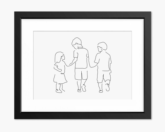Family Line Art Children Illustration Children Line Art | Etsy