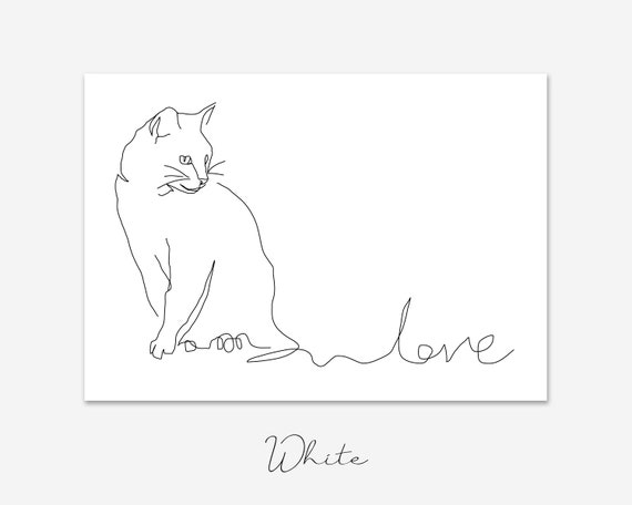 Black Cat Line Art Print Wall Art Poster Art Print Cat Print Wall Decor ...