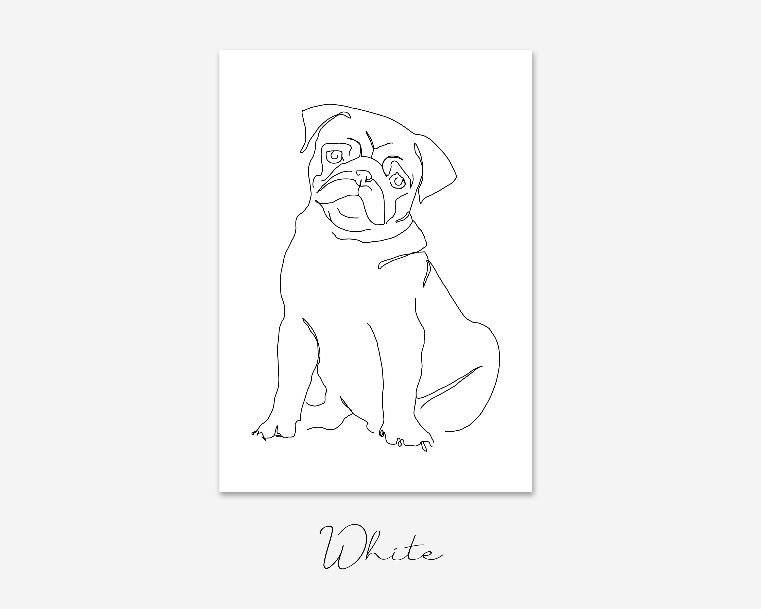 Pug Print Pug Gift Pug Art Pug Lover Line Art Line | Etsy