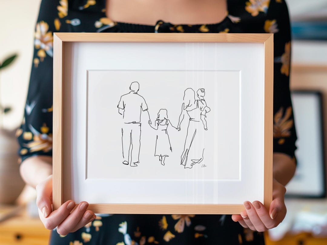 Family Drawing, Family Portrait Gift, Hand Drawn Family Print, Family ...