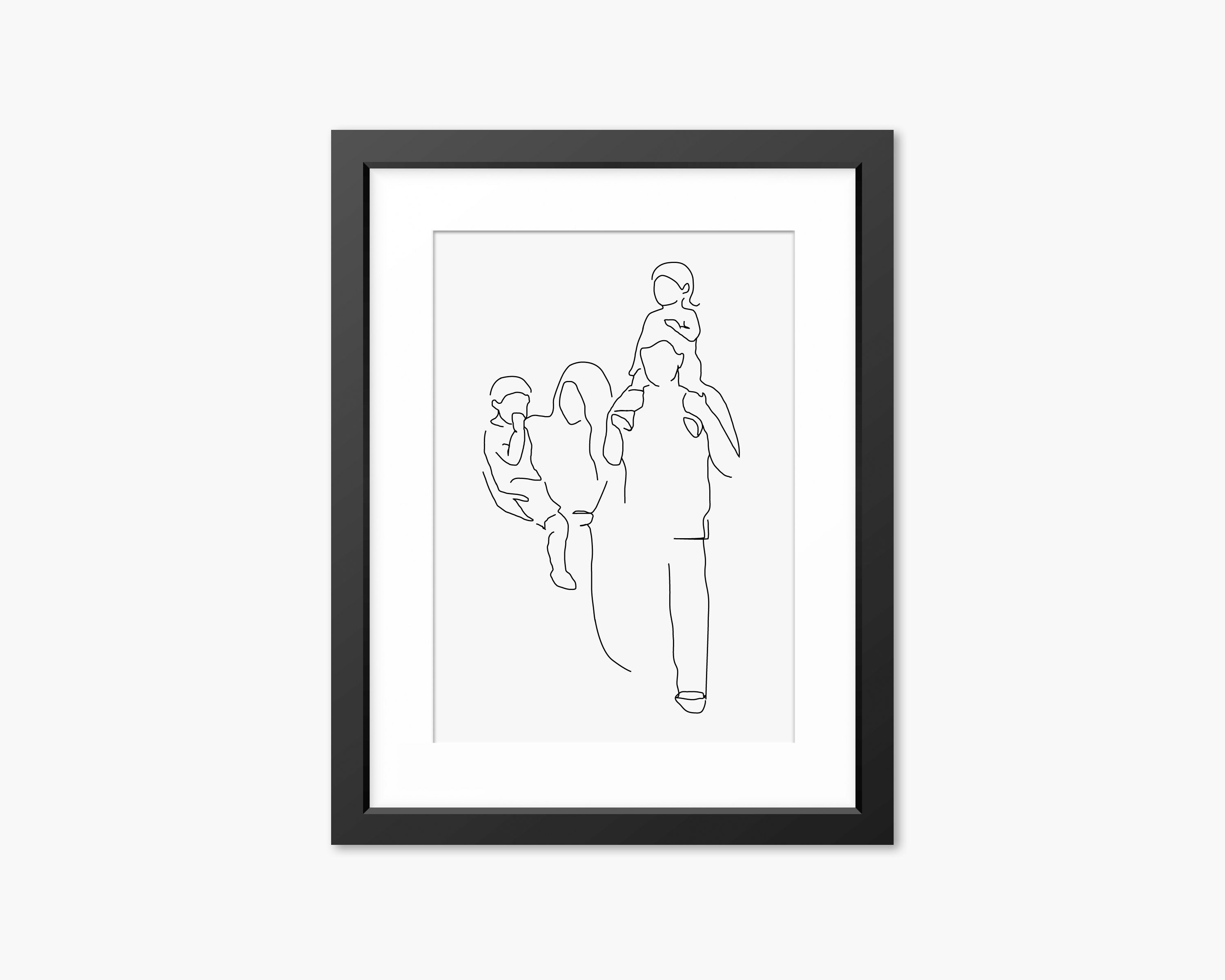 Line Art Print Line Drawing Family Print Family Portrait - Etsy