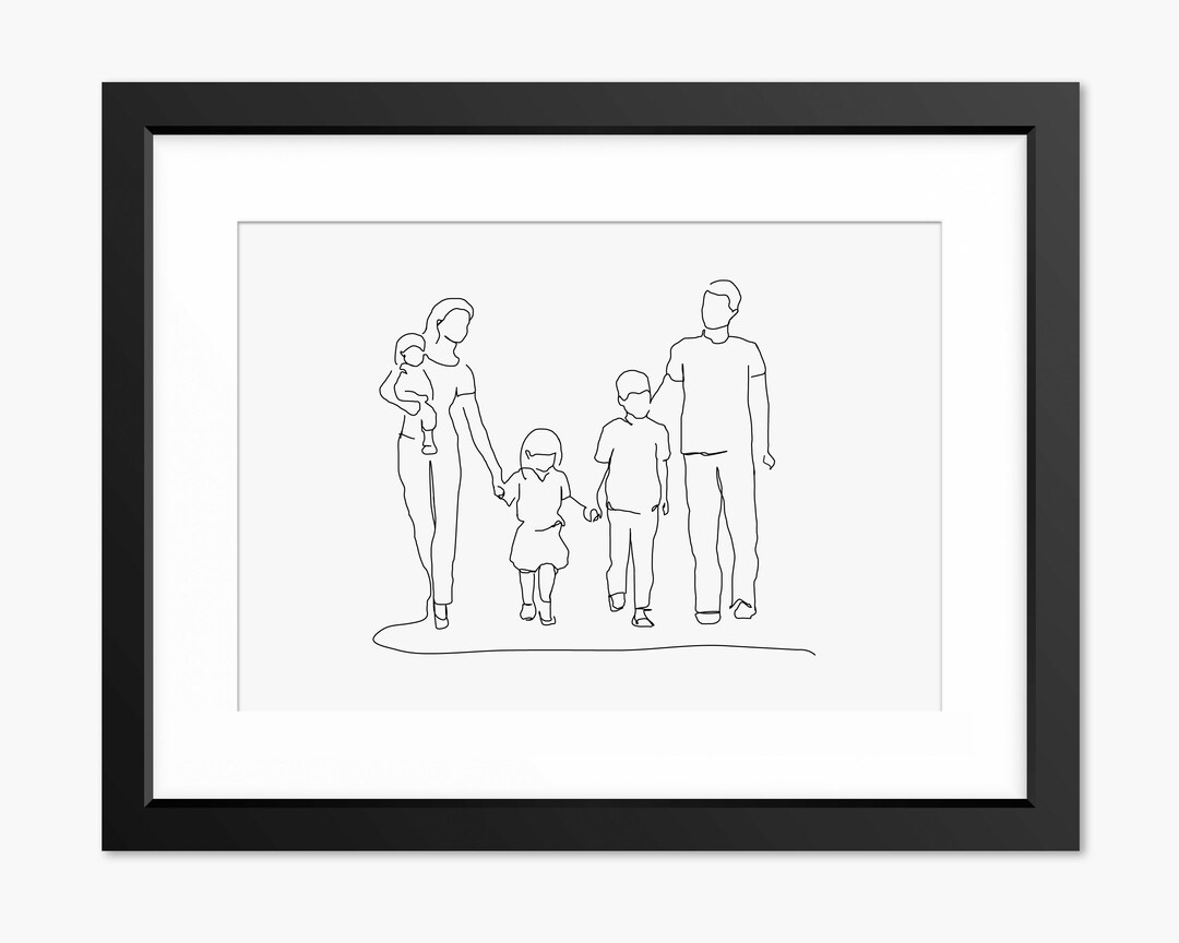 Family Drawing, Family Illustration, Family Line Art, Family Print ...
