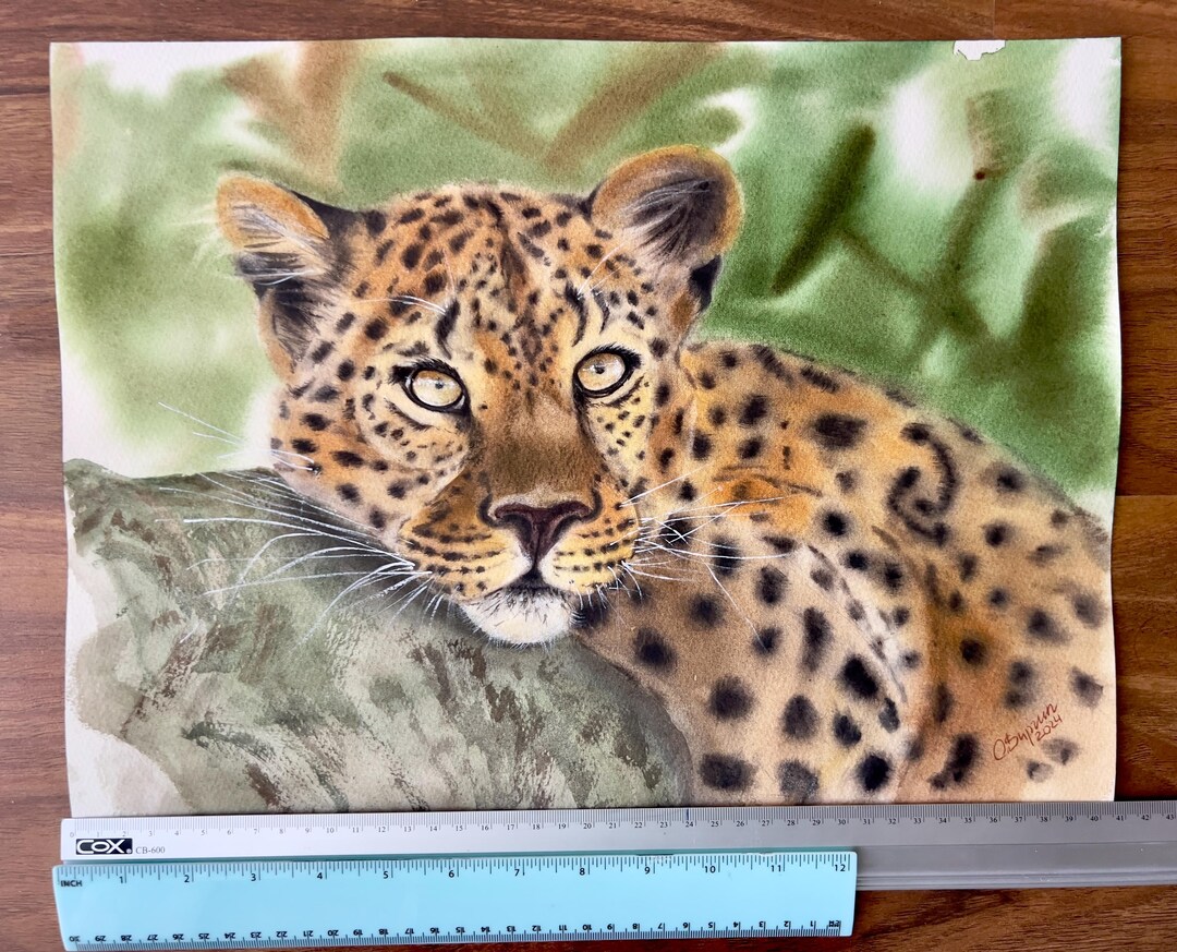 Original Watercolor A3 Drawing of Gepard Cheetah, Wildlife Art, Animals ...