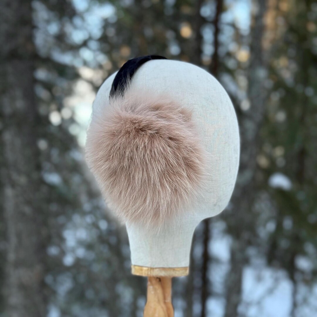 Alaskan Made - SAGA Pastel Gold Dyed Blue Fox Fur Earmuffs With Sheered ...