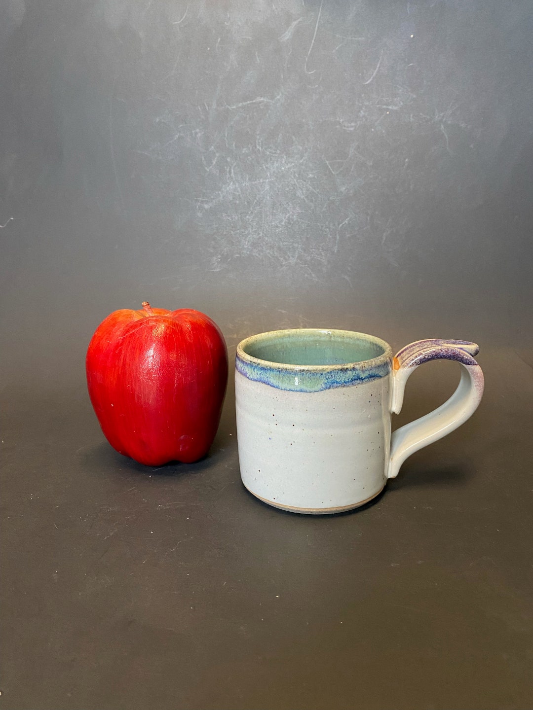 Handmade Ceramic 8 Oz Coffee Mug, Coffee Mug- White With Blue Rim - Etsy