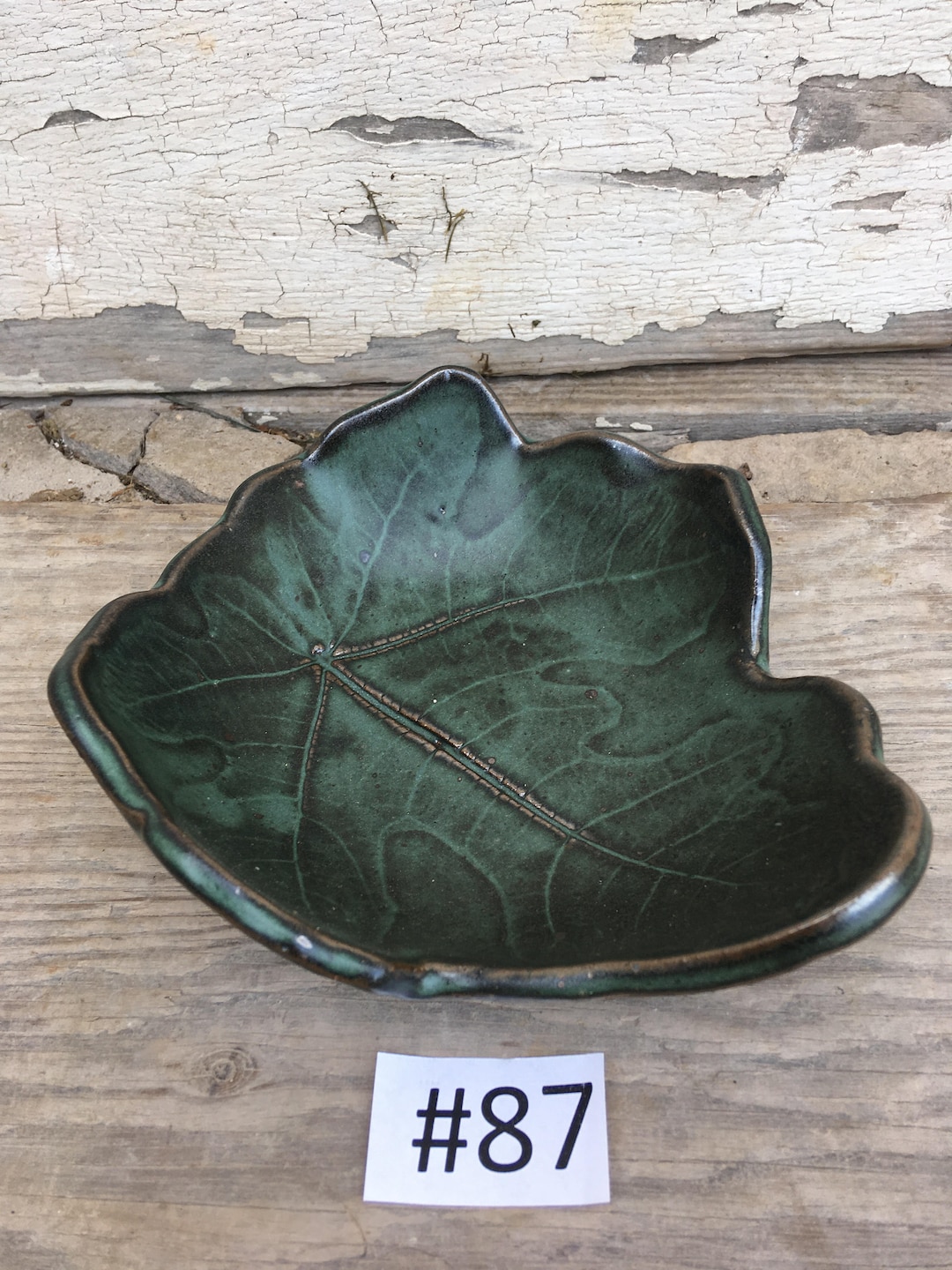 Fall Serving Bowl- Large Green Leaf Imprint Bowl- Osage Clayworks - Etsy