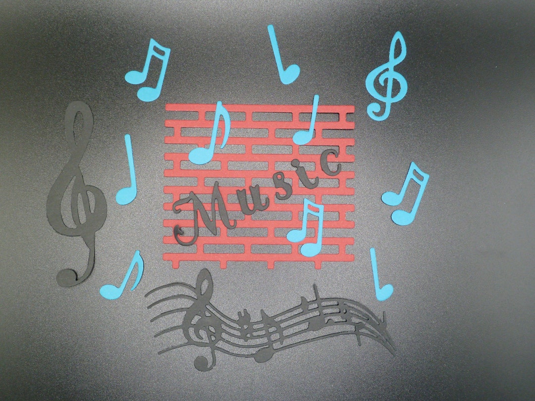 Music Notes Die Cuts: Teal, Black, and Red Cardstock Set - Etsy