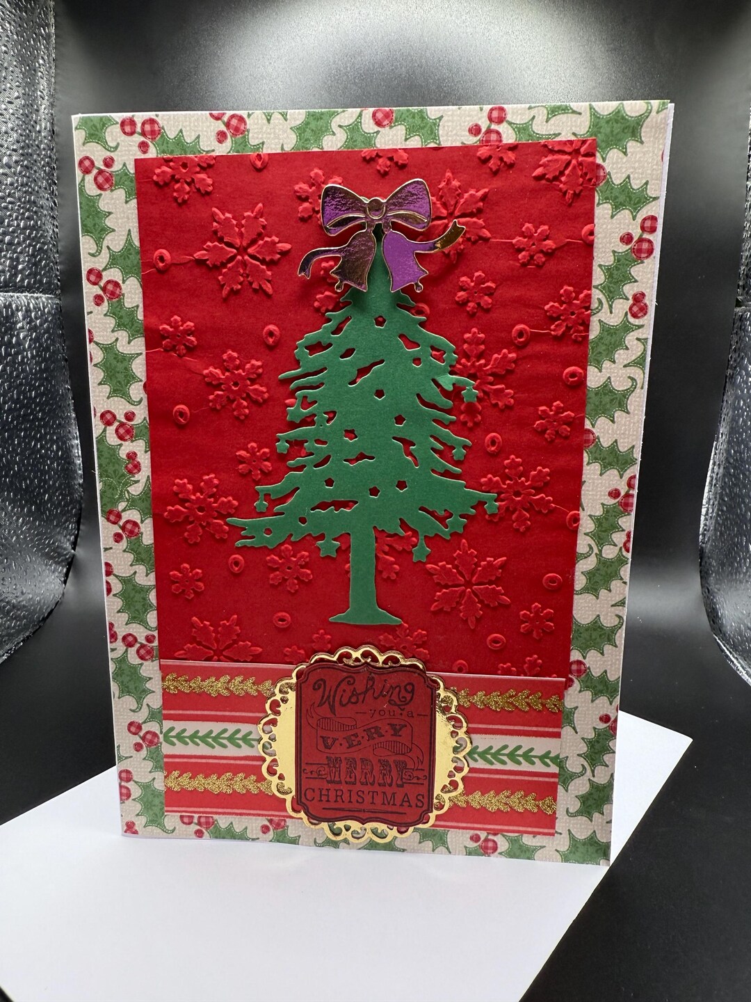 Embossed Christmas Tree Card: Handmade Holiday Card (5x7in) - Etsy