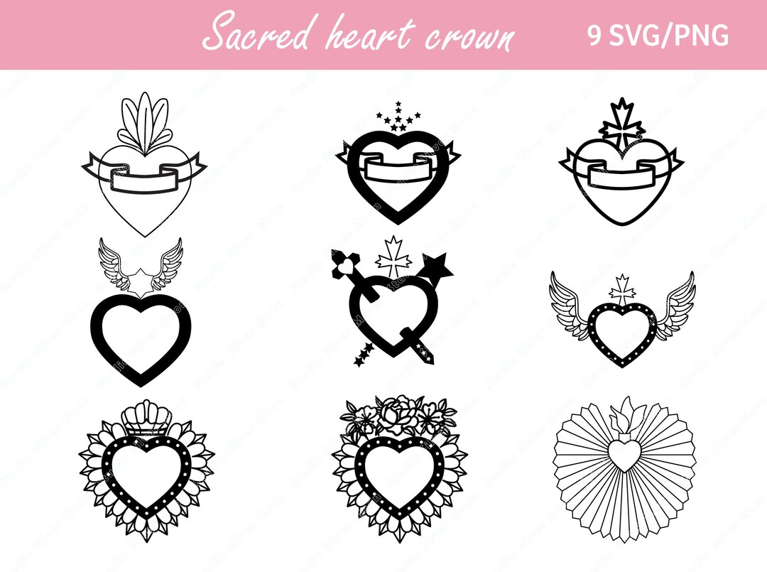 Sacred Heart Crown Svg Sagrado Corazón Svg Mexican Sacred - Etsy