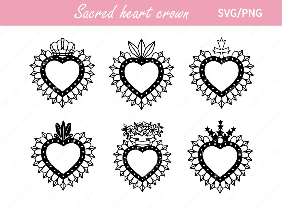 Sacred Heart Crown Svg / Png, Sagrado Corazón, Mexican Sacred Heart ...