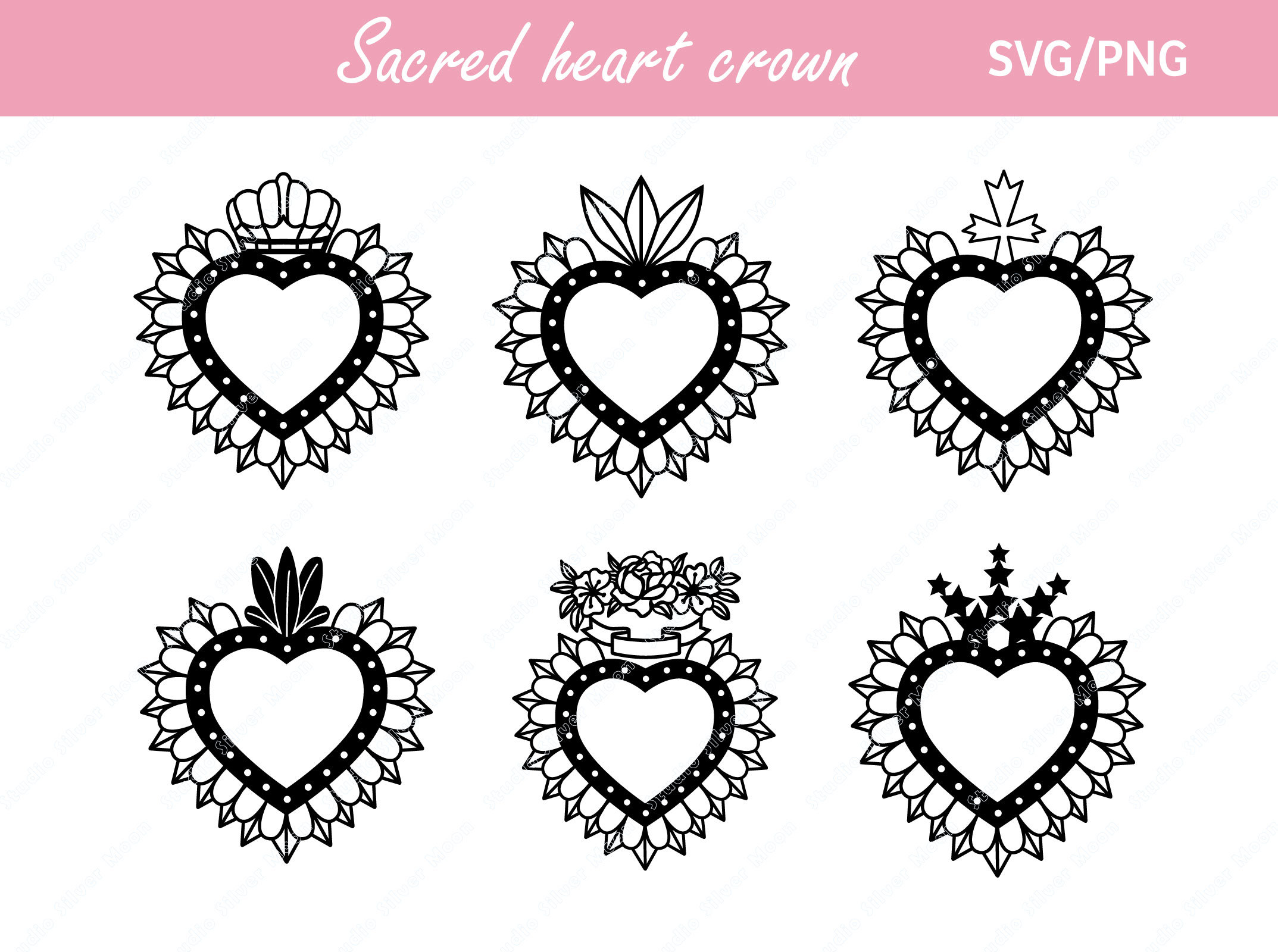Sacred Heart Crown SVG PNG: Mexican Folk Art Milagro (digital Download ...
