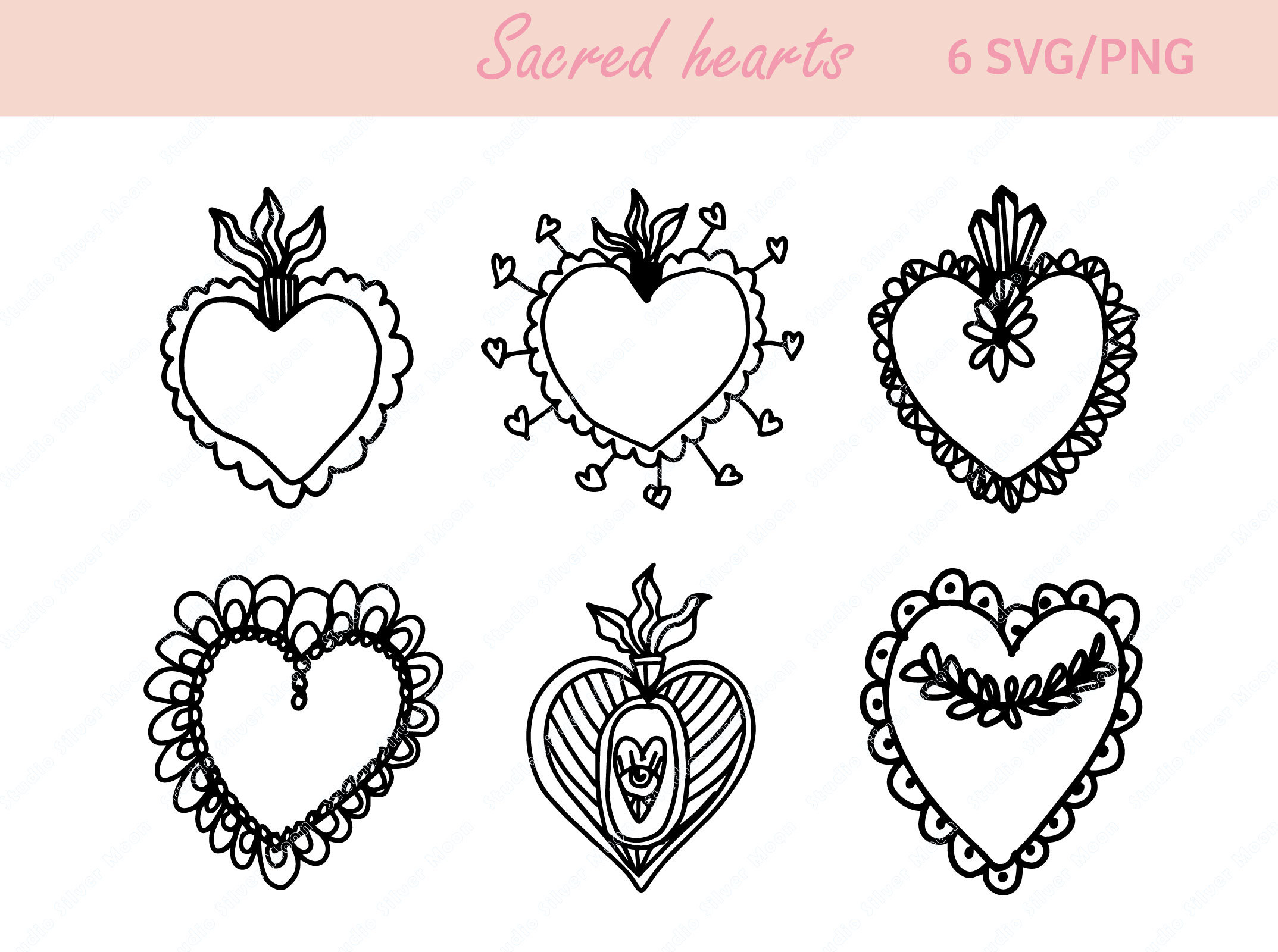 Sacred Heart SVG/ PNG Spiritual Heart Mexican Hearts Boho - Etsy
